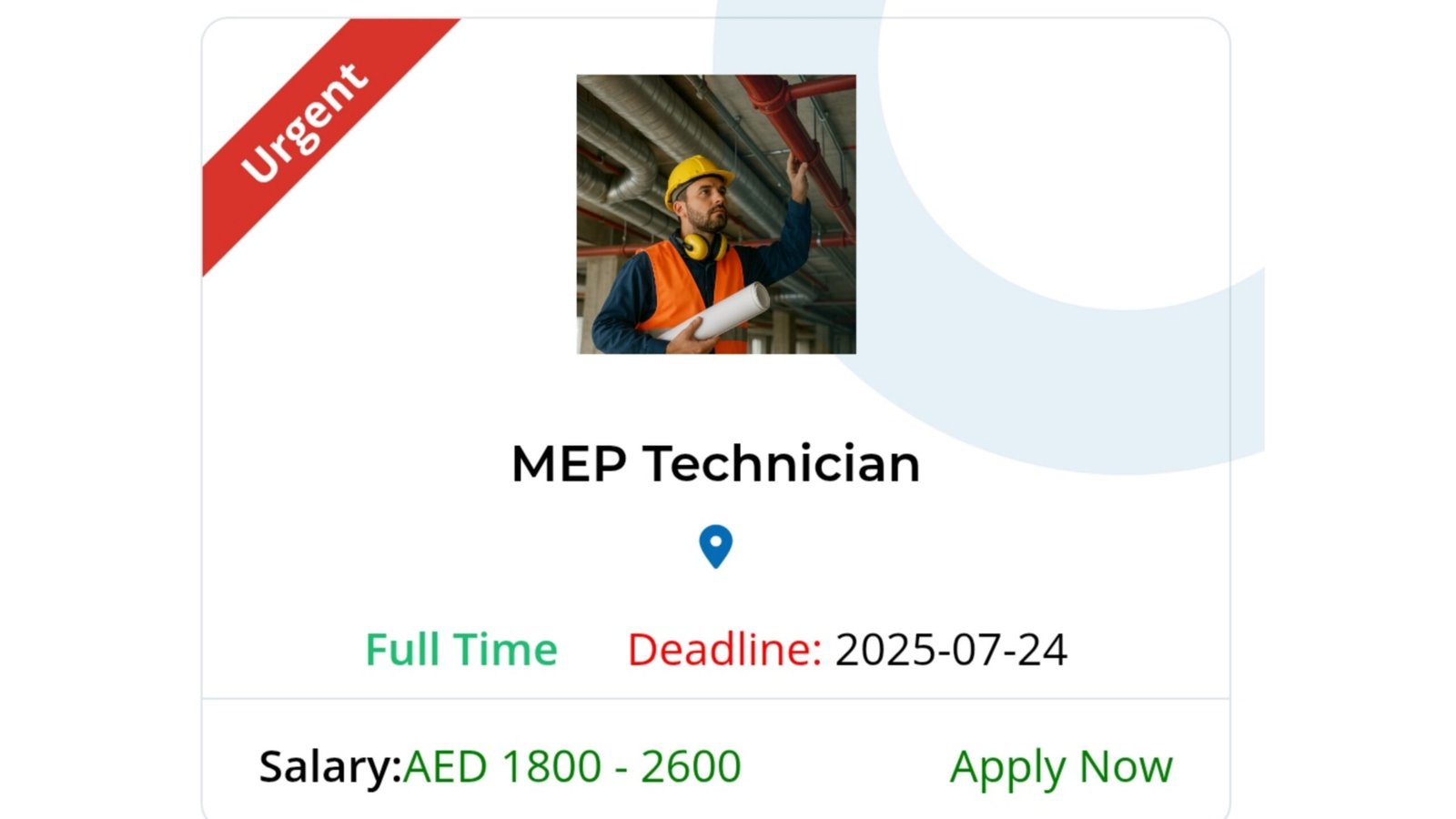 Dubai MEP Technician vacancy Apply Now - keralajobpoint